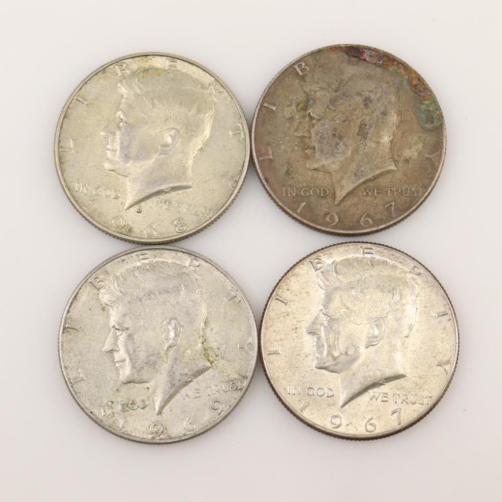 Four US Kennedy Silver-Clad Half Dollars | Property Room