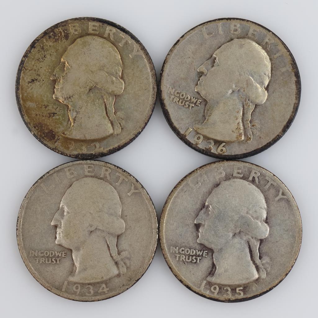 Four US Washington Silver Quarters | Property Room