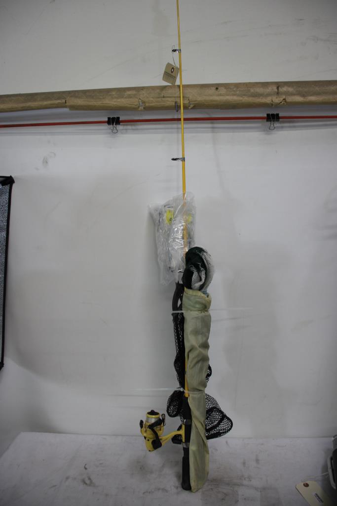 Frabill Fishing Net, Yellow Eagle Claw Fishing Pole, 2 Pieces ...