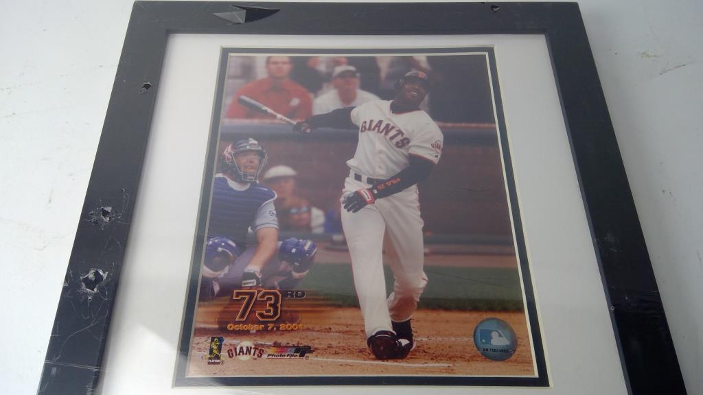 Framed SF Giants Oct.7, 2001 Barry Bonds Belts 73rd Home Run Photograph ...