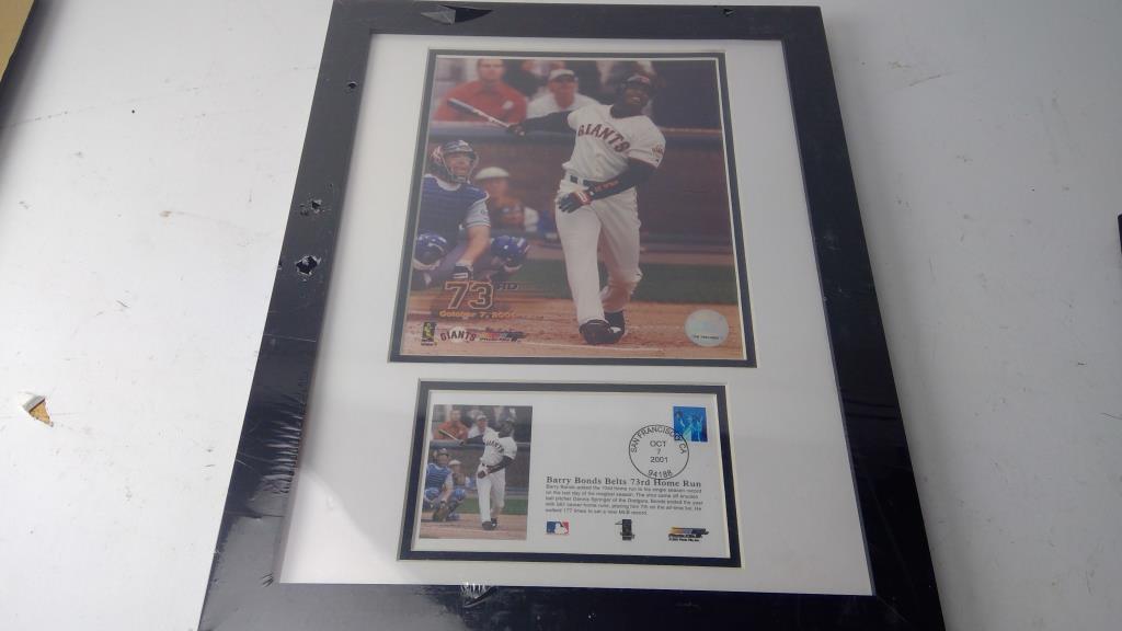 Framed SF Giants Oct.7, 2001 Barry Bonds Belts 73rd Home Run Photograph ...