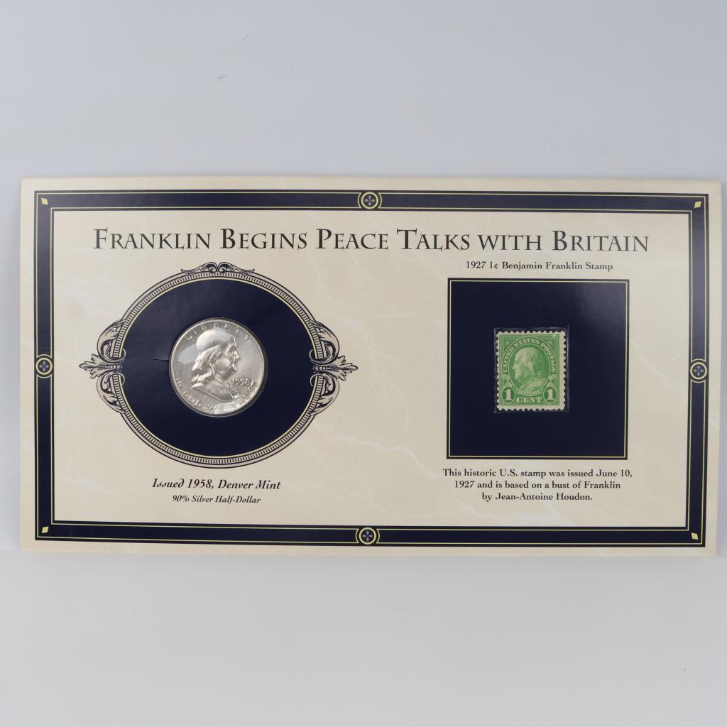 "Franklin Begins Peace Talks With Britain" Franklin Silver Half Dollar ...
