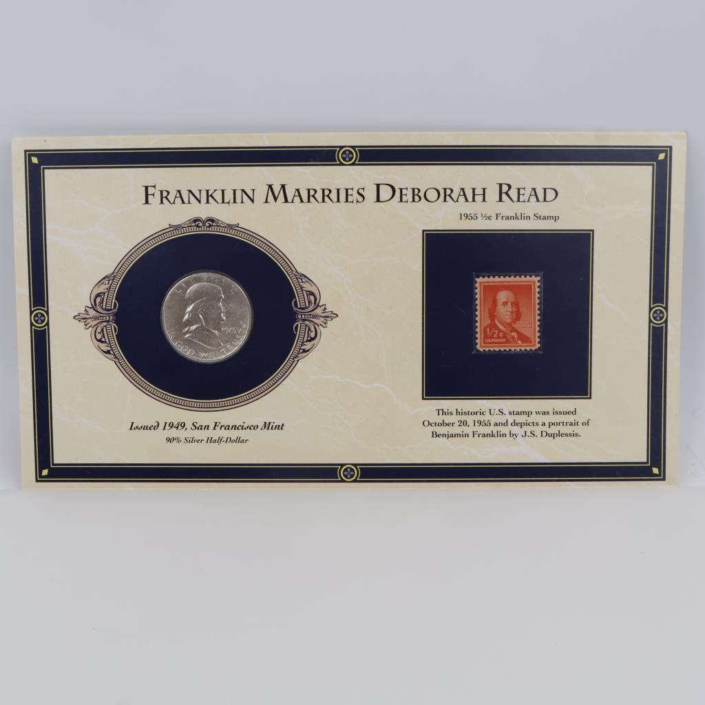 Franklin Marries Deborah Read US Silver Half Dollar And Stamp Set ...