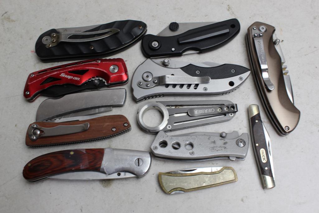 Frost, Snap On, Gerber, Buck + More Folding Blade Knives 12 Pieces ...