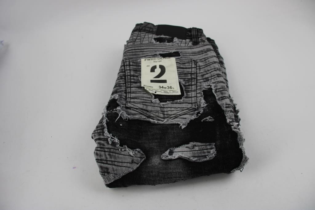 FWRD Denim Washed Black/Grey Fit 2 Stacked Jeans, 34Wx36L | Property Room