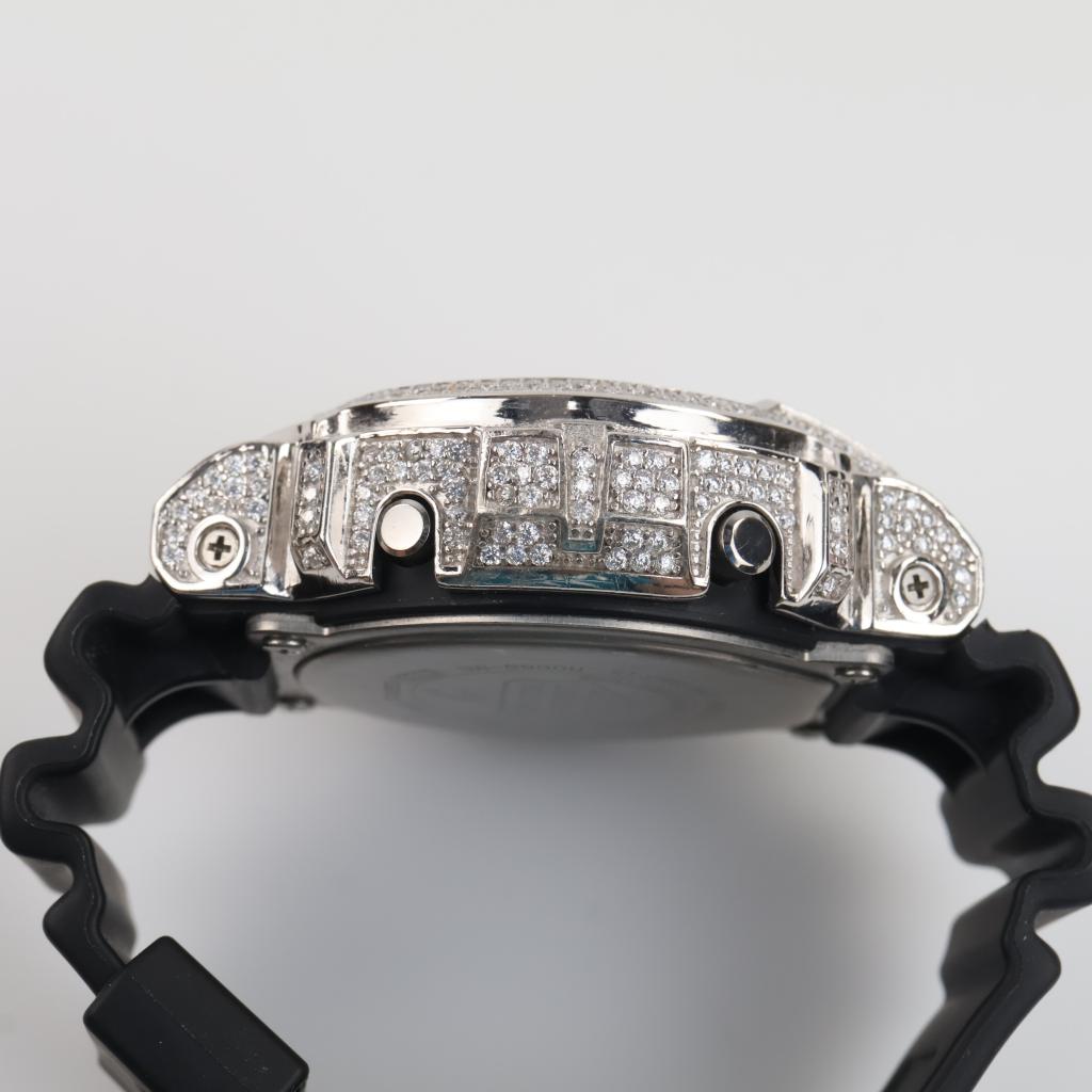 G Shock Watch Custom Diamond Silver Case | Property Room