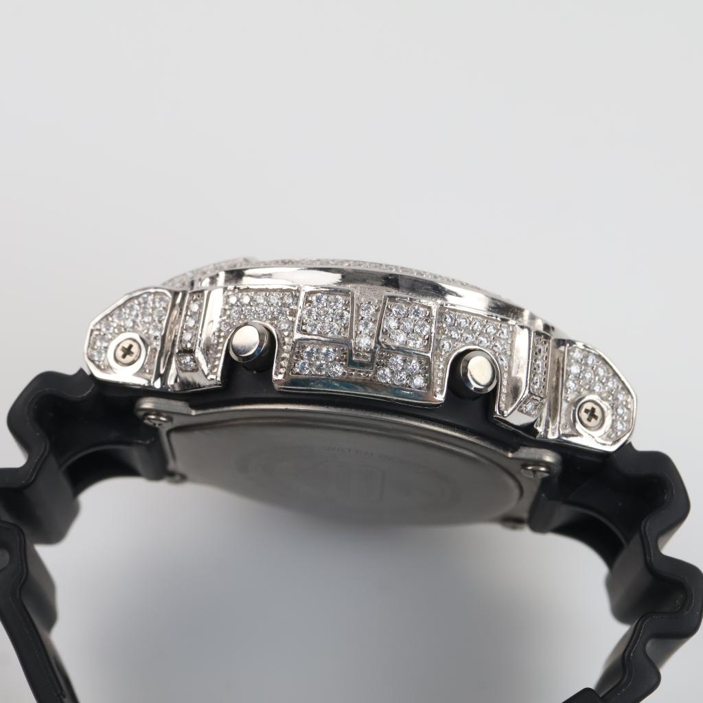 G Shock Watch Custom Diamond Silver Case | Property Room