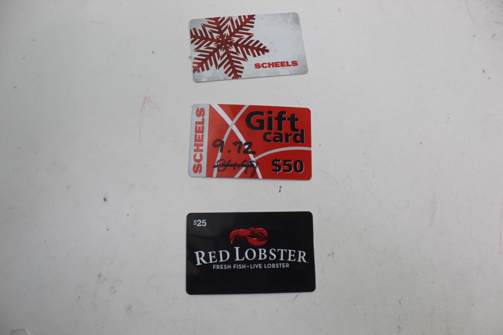 Gift Cards: Red Lobster, Scheels: $64.72 Value | Property Room