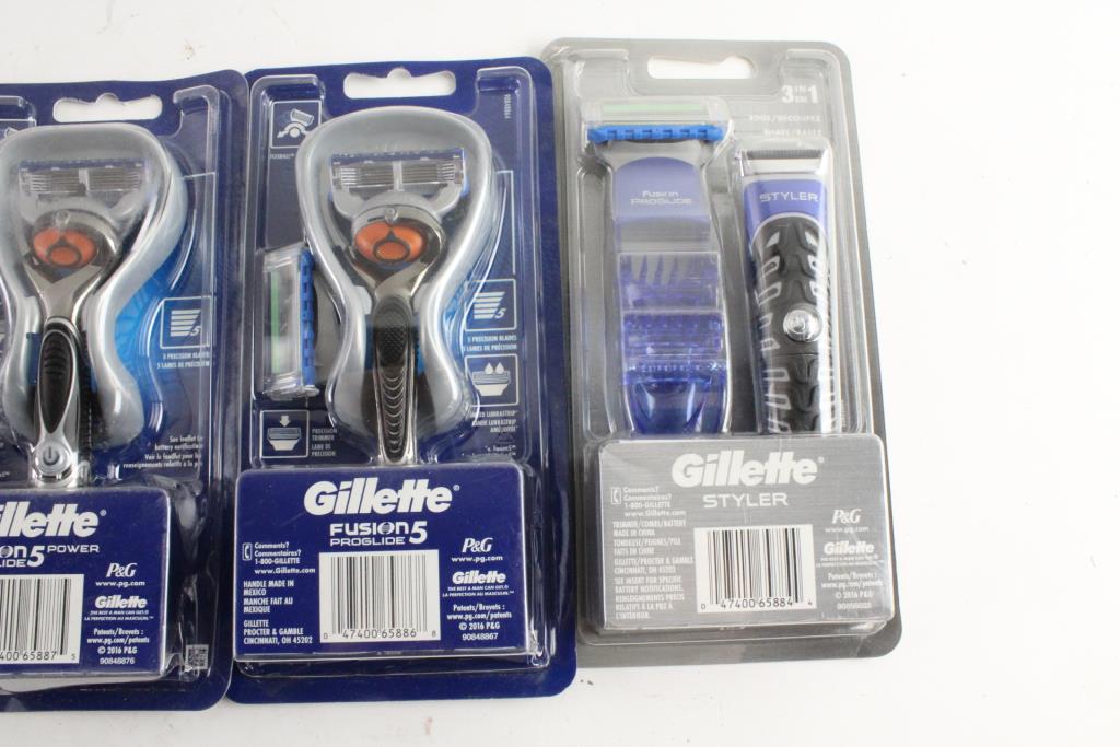 Gillette Fusion Proglide 5 And Gillette Styler Shaving Razors, 5 Pieces ...
