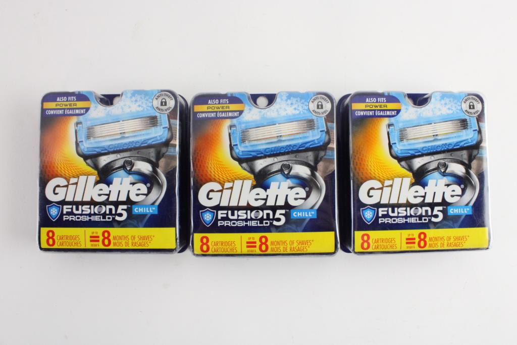 Gillette Fusion Proshield Chill, 8 Cartridges, 3 Packs | Property Room