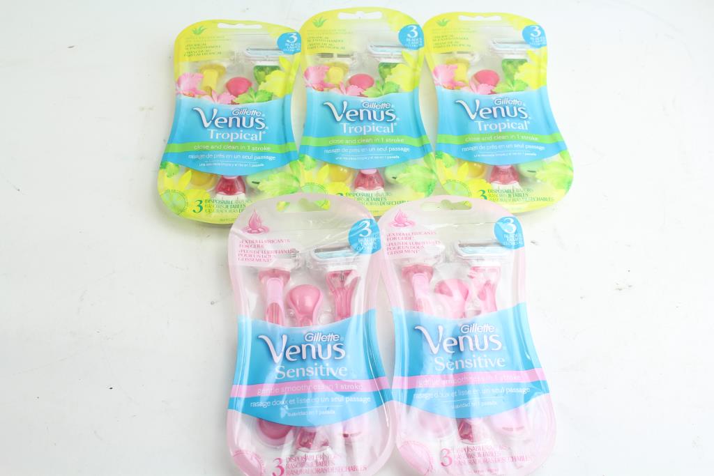 Gillette Venus Sensitive / Tropical Disposable 3 Pack Razors - 5 Packs ...