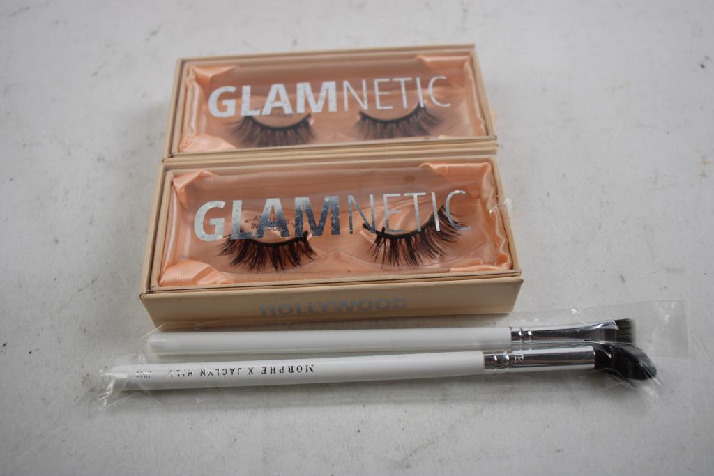 Glamnetic And Morphe Eyelashes And Makeup Brushes, 6 Pieces | Property Room