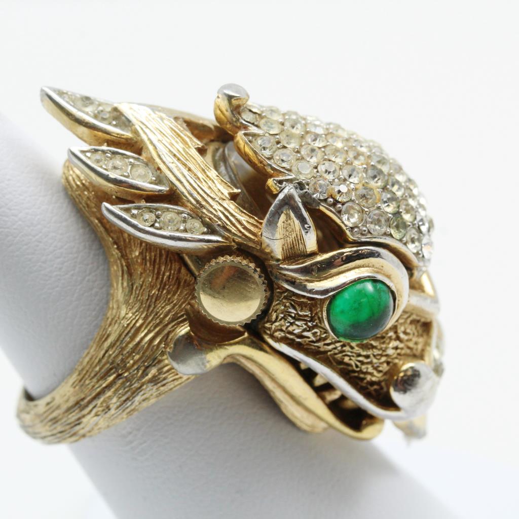 Gold Tone 37g Vintage Crown Trifari Something Wild Dragon Ring With ...