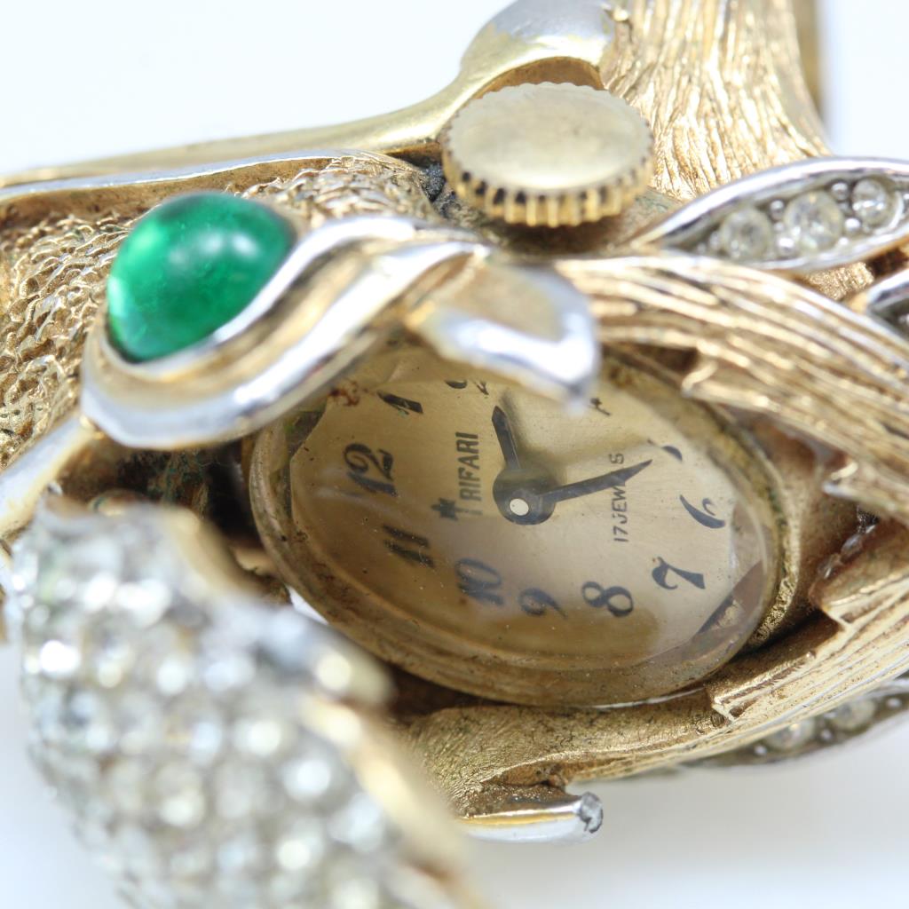 Gold Tone 37g Vintage Crown Trifari Something Wild Dragon Ring With ...