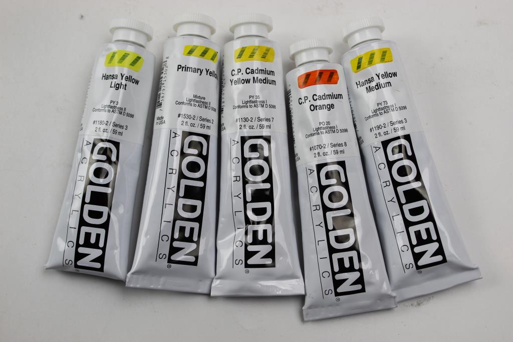 Golden Acrylic Heavy Body Paints: 5 - 2 Fl Oz Tubes | Property Room