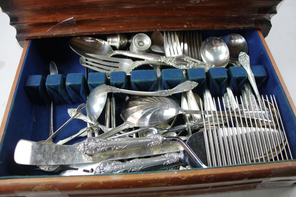 Gorham, Stainless, Community Silverware And Wood Box | Property Room