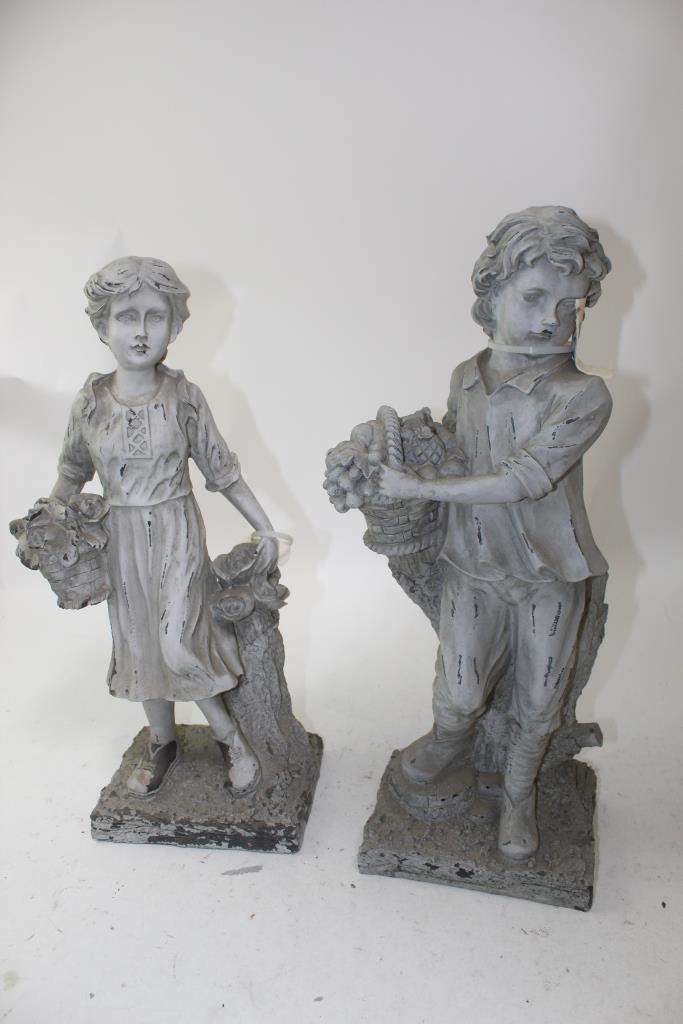 Gray Statues Of Boy & Girl; 2 Pieces | Property Room