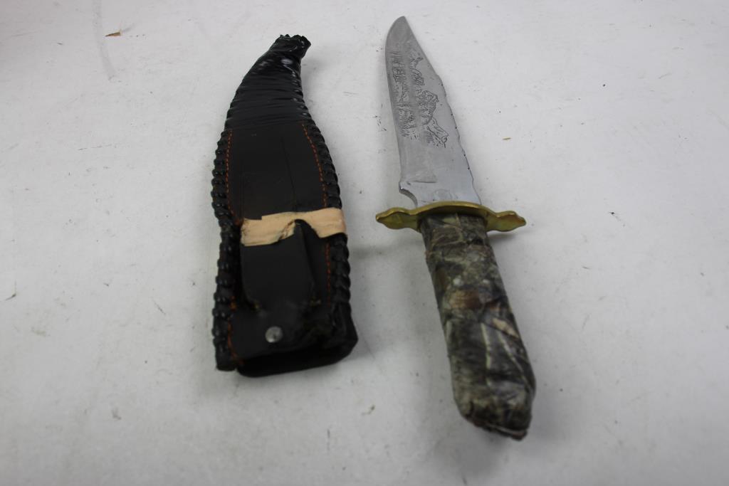 Green Cross Folding Knife, Orange/Black Folding Knife, And 10" Hunting ...