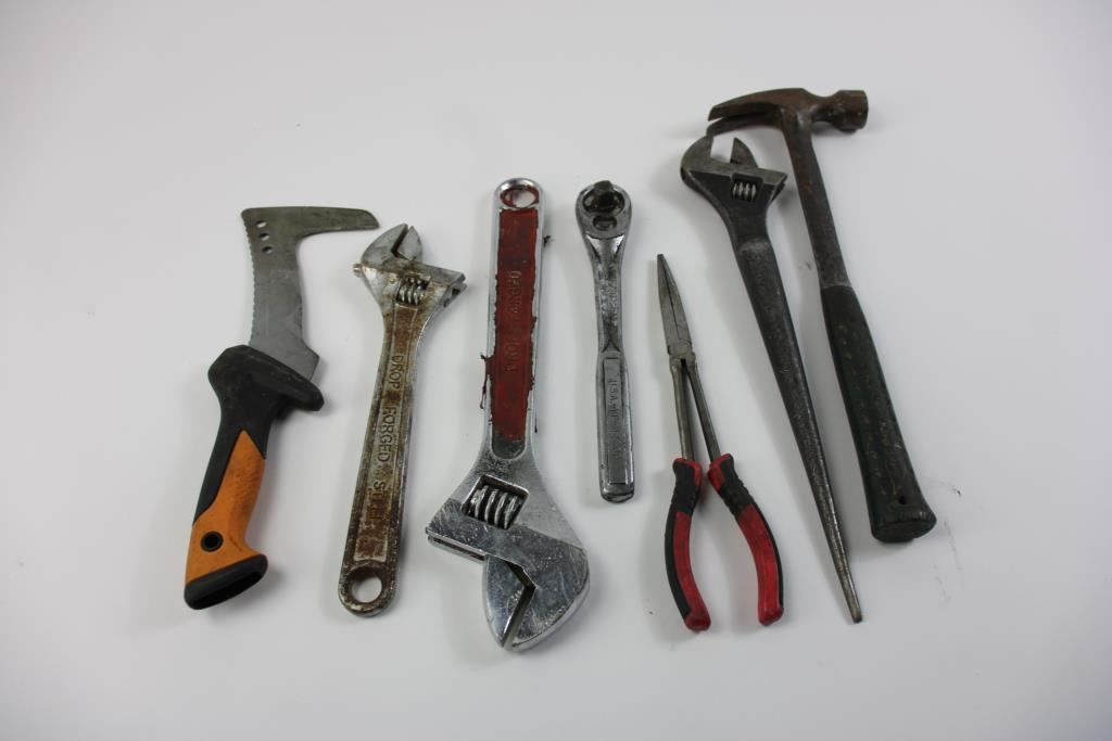 Grey Toolbox With Misc Tools, 5+ Pieces | Property Room