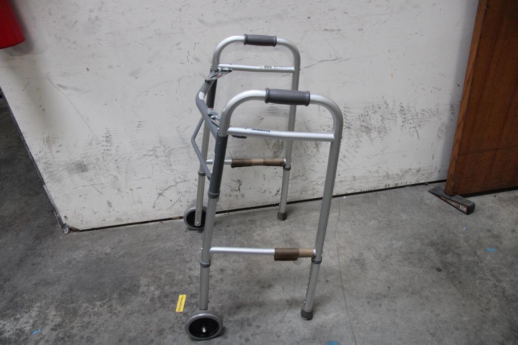 Guardian 2-Button Aluminum Folding Walker W Wheels | Property Room