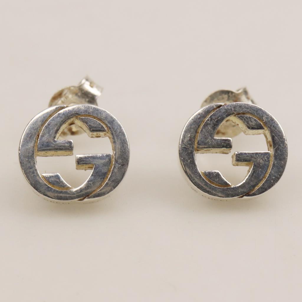 Gucci Sterling Silver Interlocking G Stud Earrings | Property Room