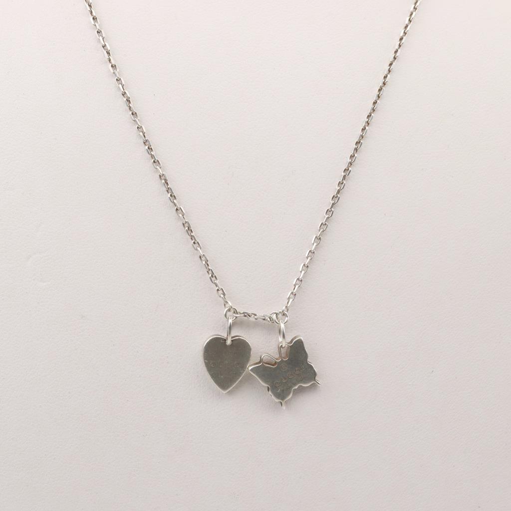 Gucci Sterling Silver Trademark Heart And Butterfly Necklace | Property Room