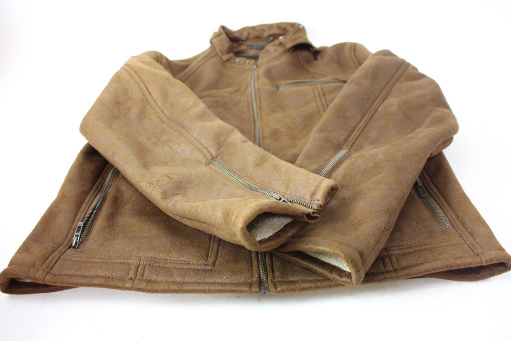 Guess Sherpa Lining Men's Jacket, Medium, Brown | Property Room