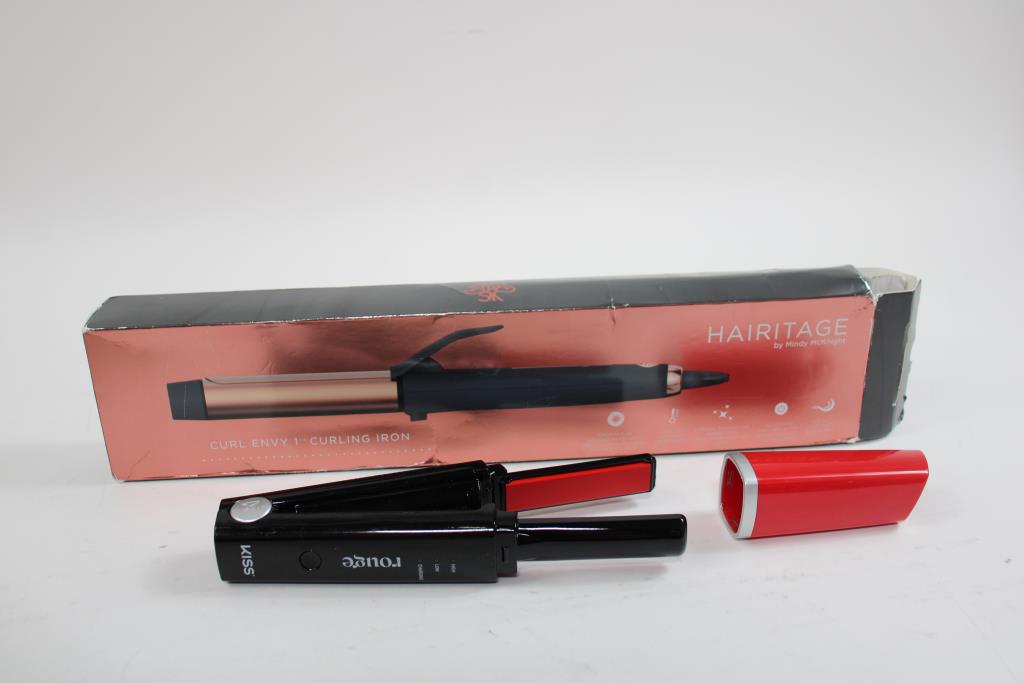 Hairitage Curl Envy Curling Iron, Kiss Rouge Straightening Iron, And ...