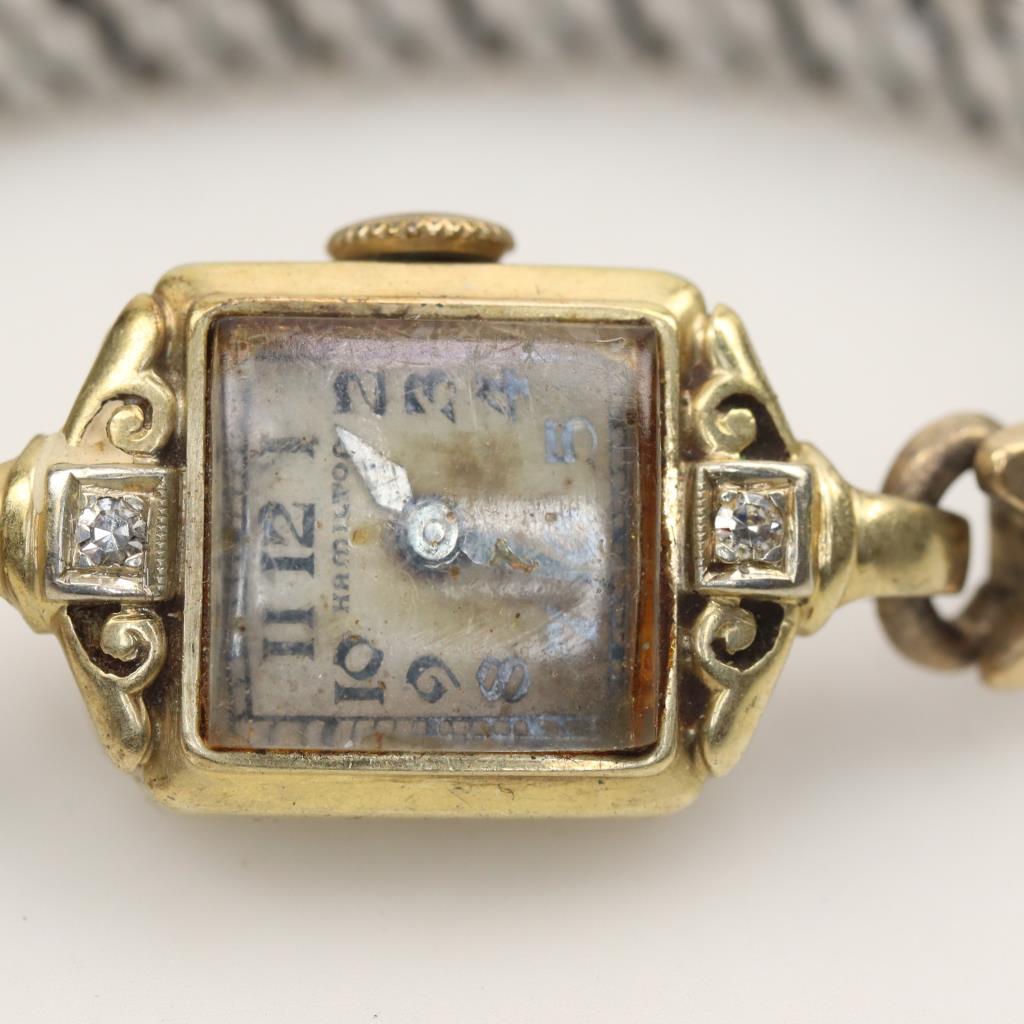 Hamilton 14kt Gold Diamond Vintage Watch | Property Room