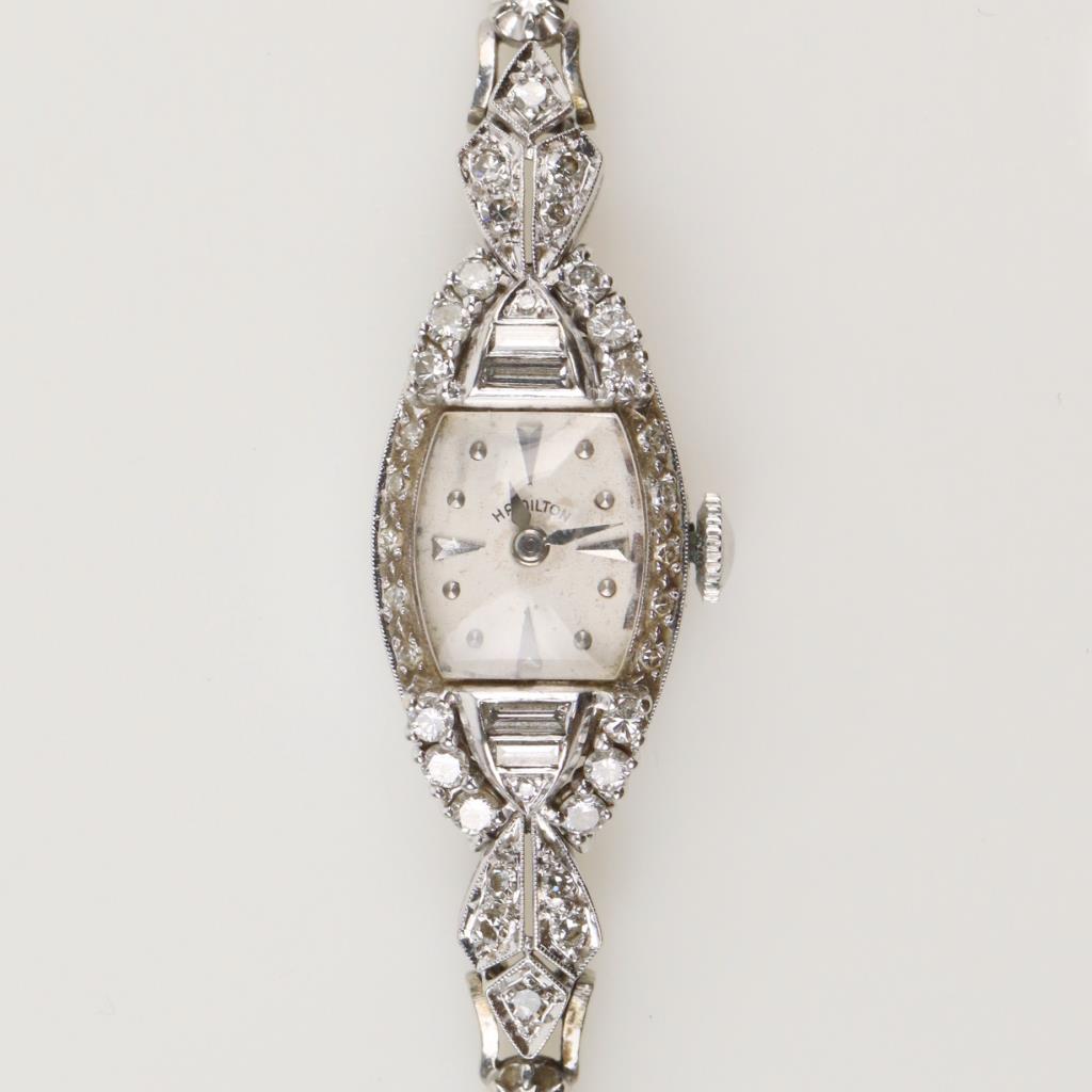 Hamilton 14KT White Gold Diamond Dress Watch - Evaluated By Our ...