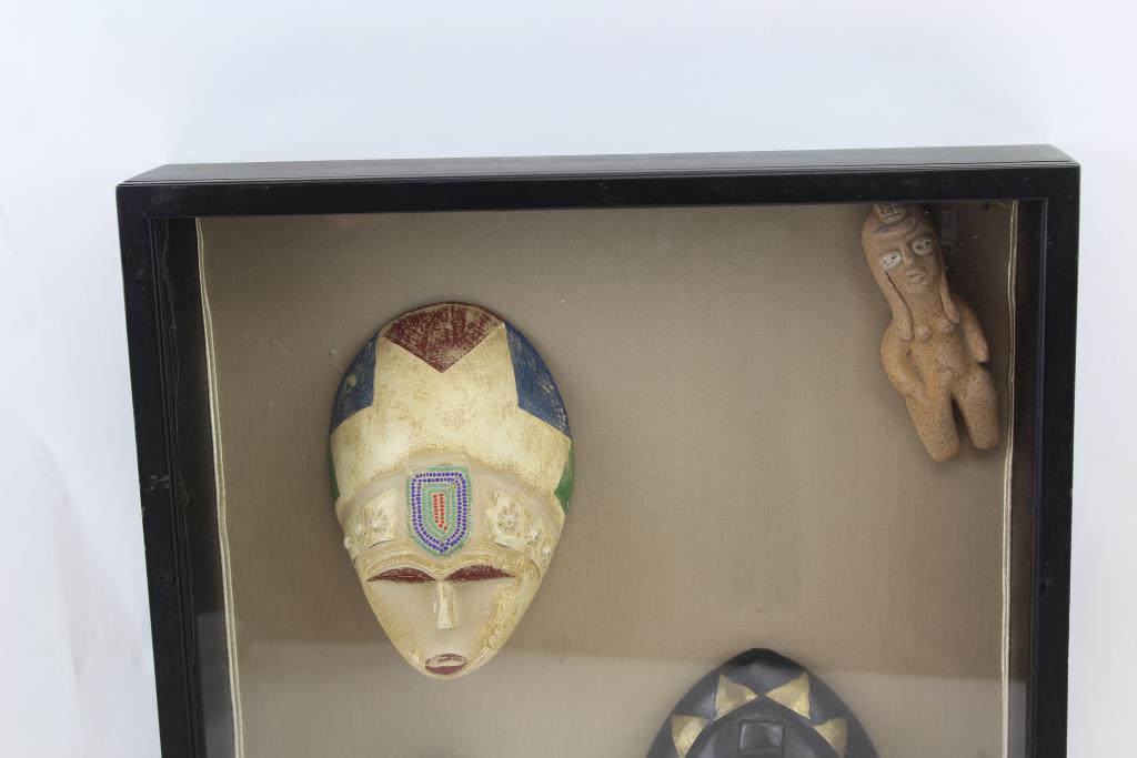 Hanging Sculpters And Mask Art Display Case | Property Room