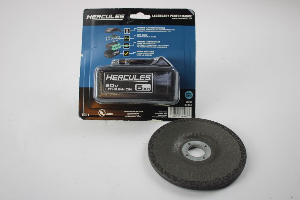 Hercules Battery Pack And Grinding Wheel | Property Room