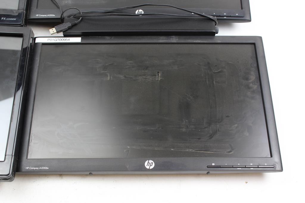 HP & Planar Computer Monitors; 4 Pieces | Property Room