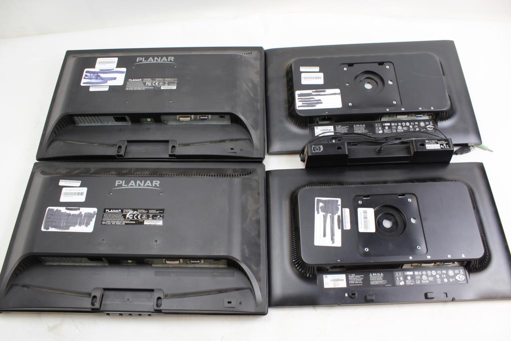 HP & Planar Computer Monitors; 4 Pieces | Property Room