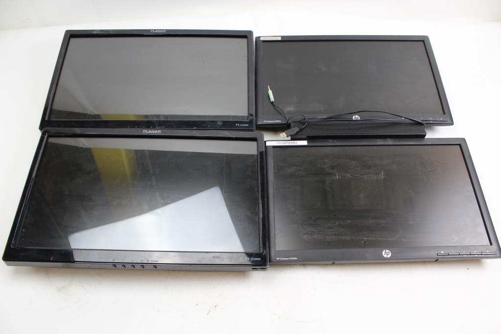 HP & Planar Computer Monitors; 4 Pieces | Property Room