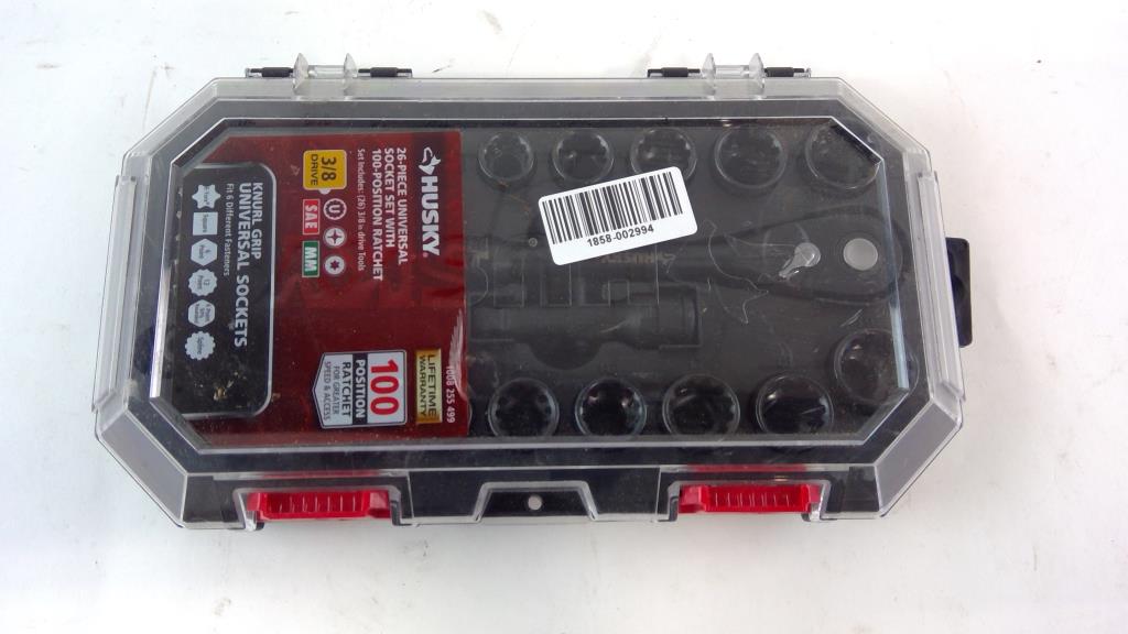 Husky 26- Piece Universal Socket Set With 100- Position Ratchet ...