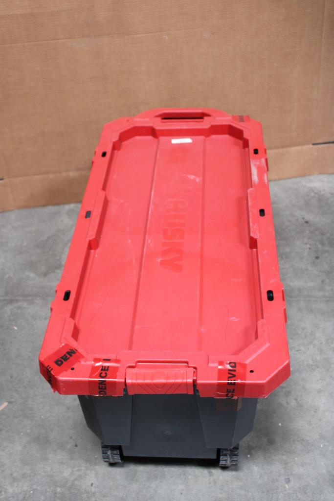 Husky 45 Gallon Rolling Tote With Tools | Property Room