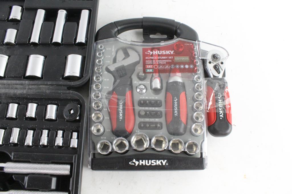 Husky 45-Piece Stubby Set And Ultra Steel 120-Piece Socket Set, 2 ...