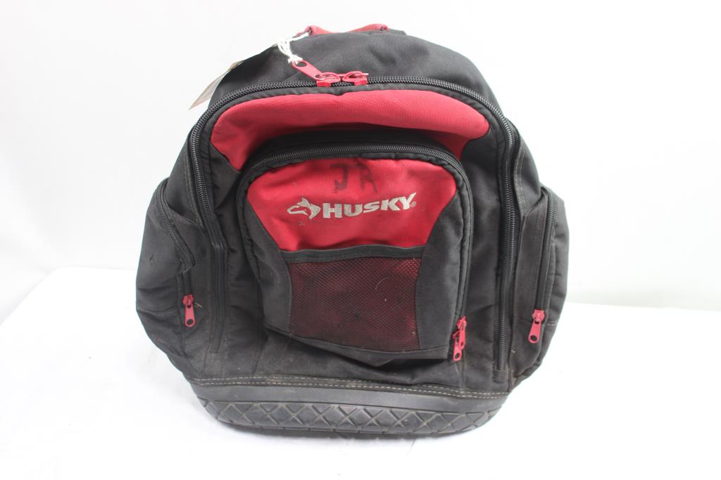 Husky Backpack With Misc Tools And Milwaukee Work Gloves | Property Room