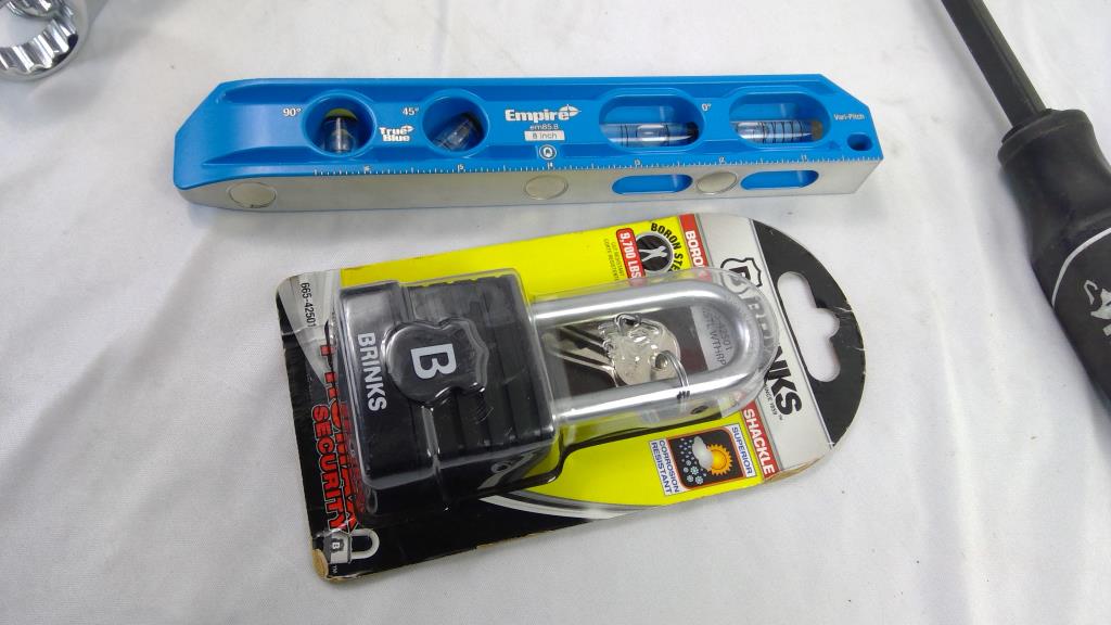 Hyper Tough Wrench Set, Brinks Lock, Empire Level, Husky | Property Room