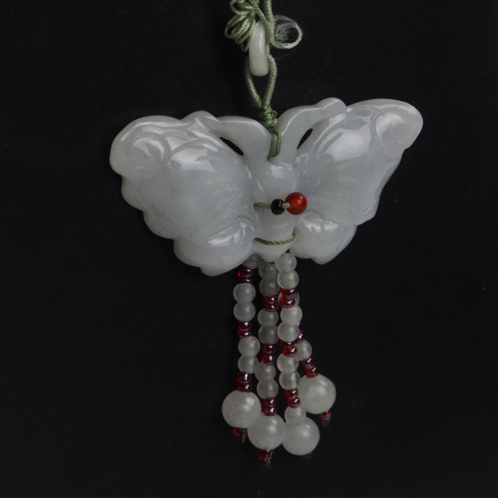 Ice Jadeite Carved Butterfly Beaded Necklace | Property Room