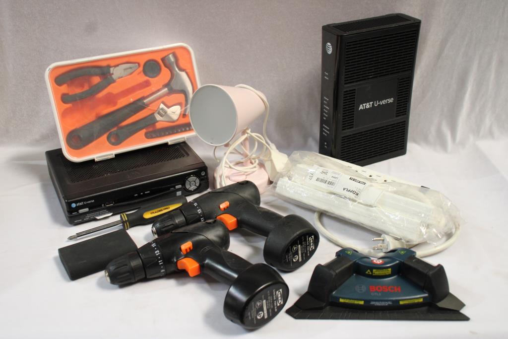 IKEA Lithium Ion Drill (2); BOSCH GTL2 Laser Level Square; AT&T ...