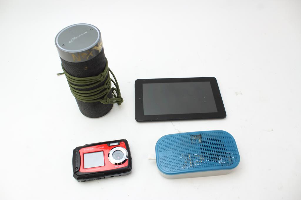 Ilive Speaker, Polaroid Camera, Amazon Tablet, Vivitar Auxillary ...
