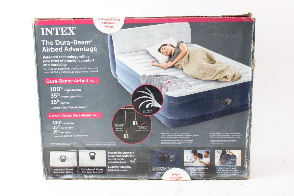Intex Pillow Top Headboard Airbed With Internal Pump, Queen Size ...