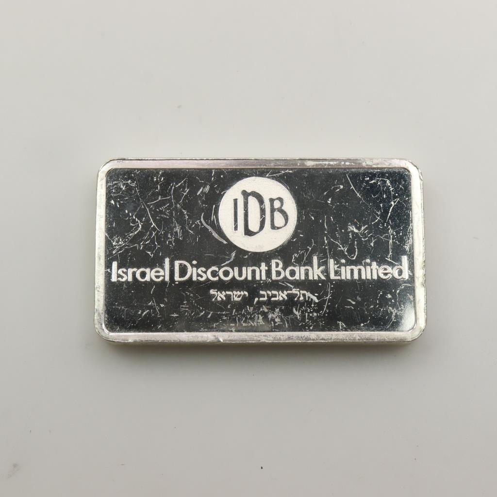 Israel Discount Bank Limited Proof Silver 1000 Grain Bar | Property Room