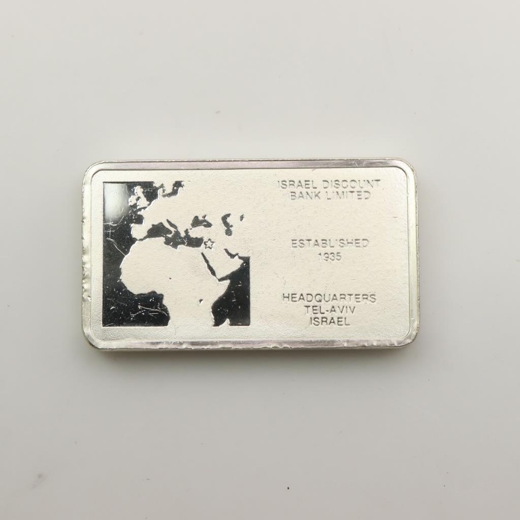 Israel Discount Bank Limited Proof Silver 1000 Grain Bar | Property Room