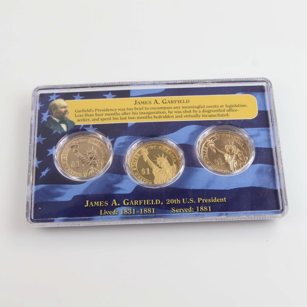 James A. Garfield Presidential One Dollar Coin Set; 3 Coins | Property Room