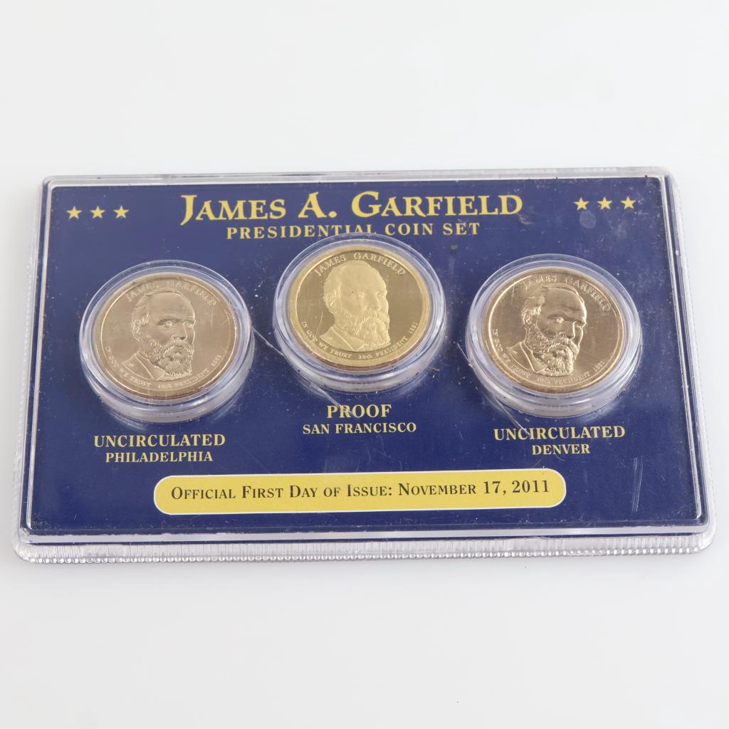 James A. Garfield Presidential One Dollar Coin Set; 3 Coins | Property Room