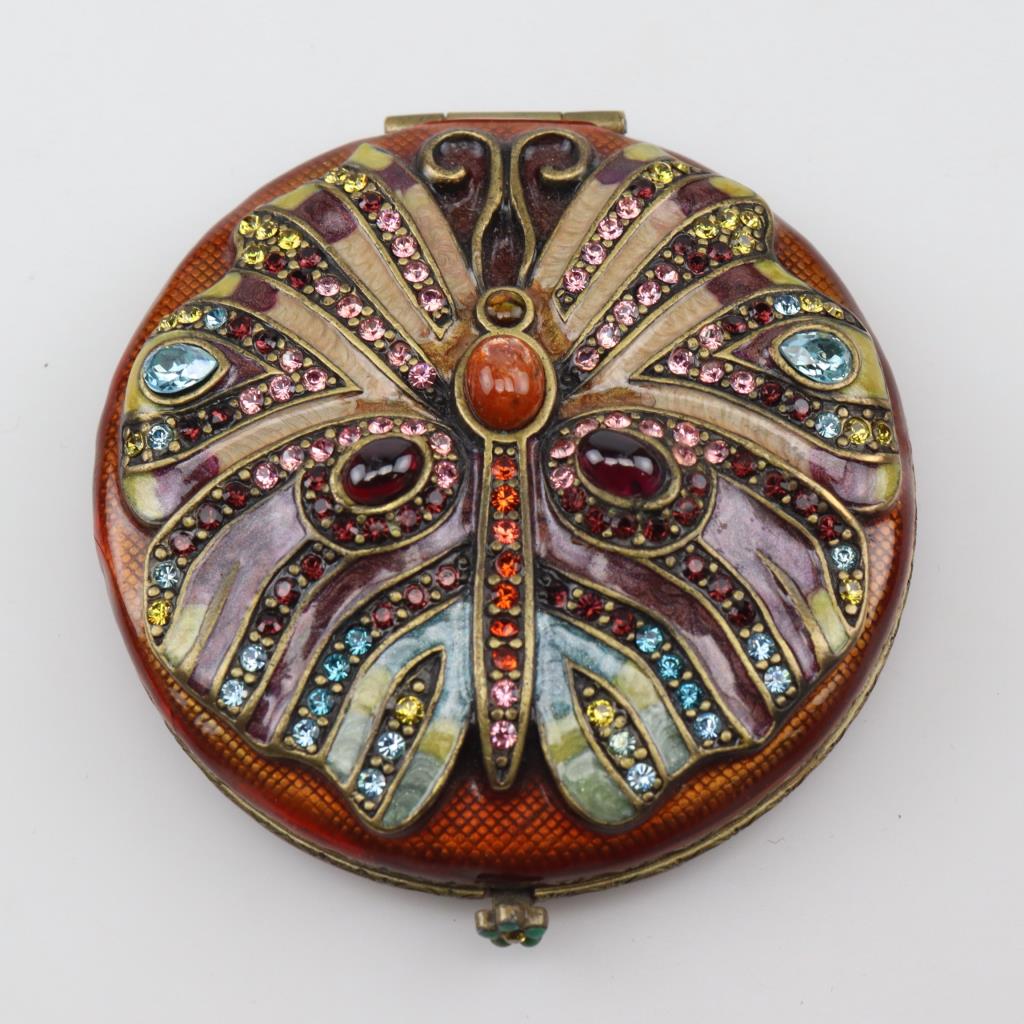 Jay Strongwater Multi-color Stone Butterfly Compact Mirror | Property Room