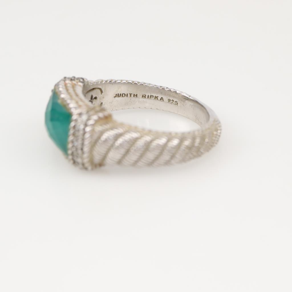 Judith Ripka Sterling Silver Green Stone Ring | Property Room
